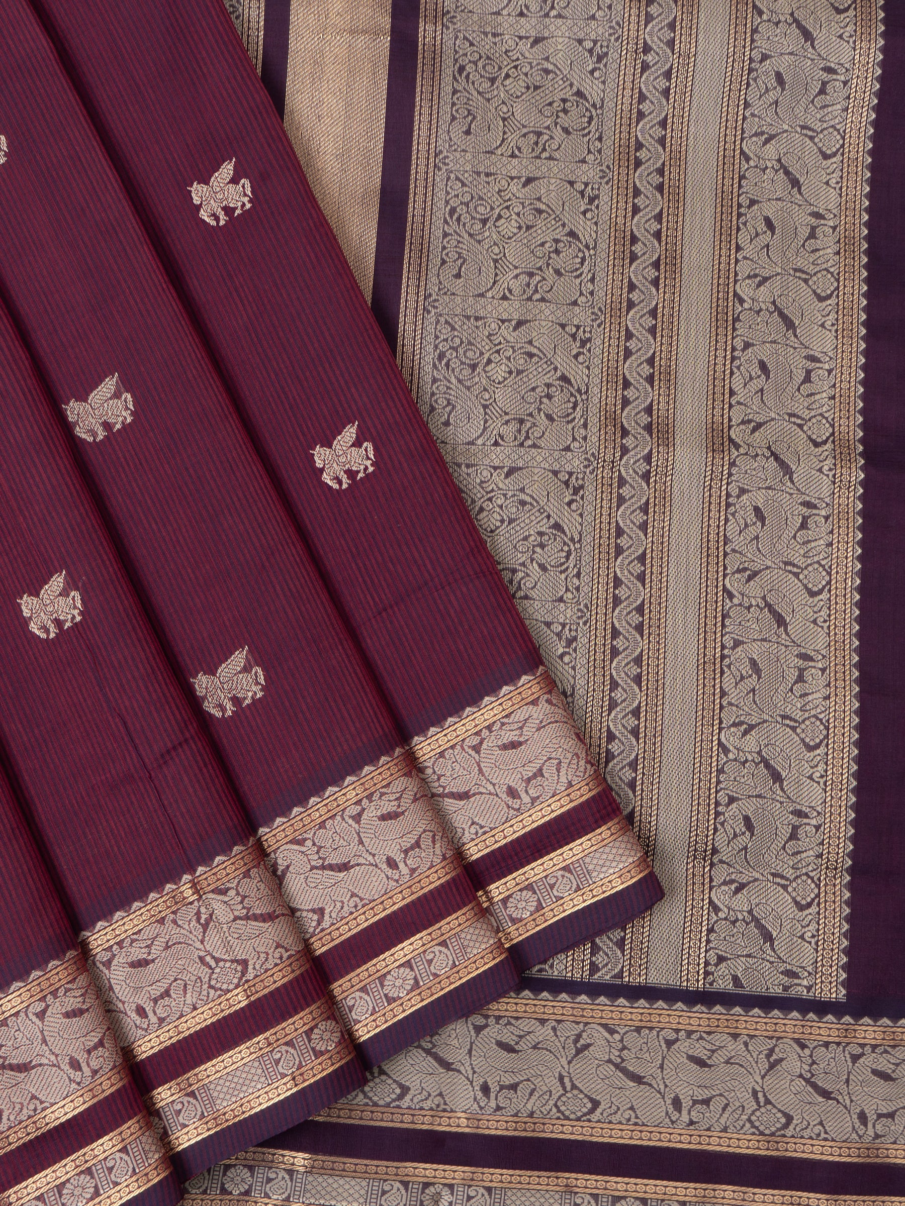 Marron vertical lines -Silk Cotton CHSA3309