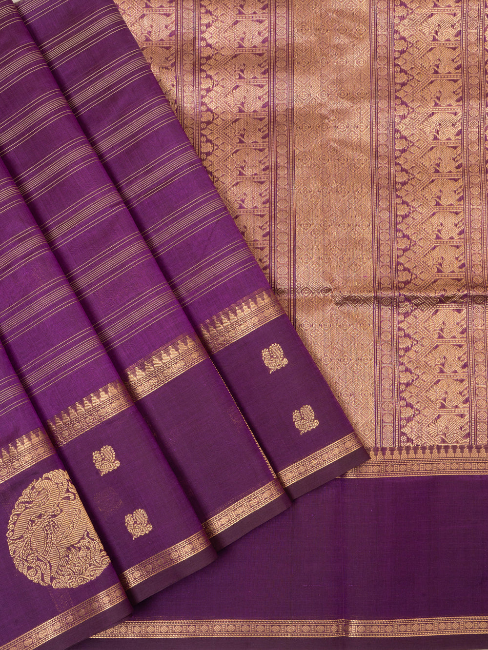Purple border butta / Silk Cotton
