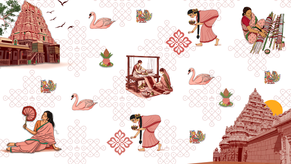 Rose milk pink retta pet / kanjipuram silk