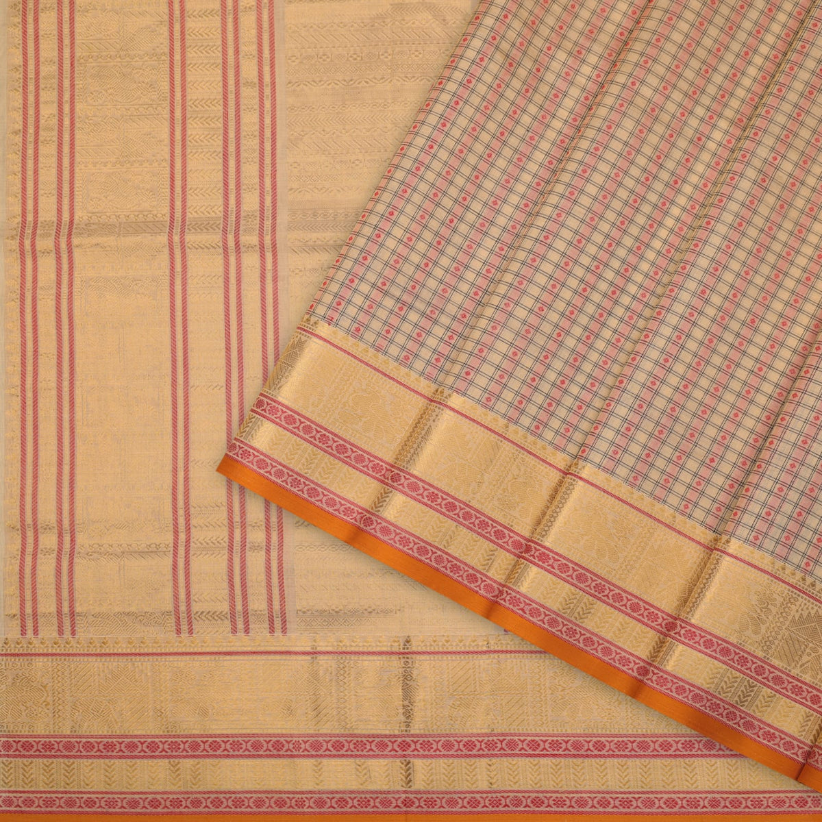 Cream lakshadeepam- silk cotton – chithraloomsbyCK
