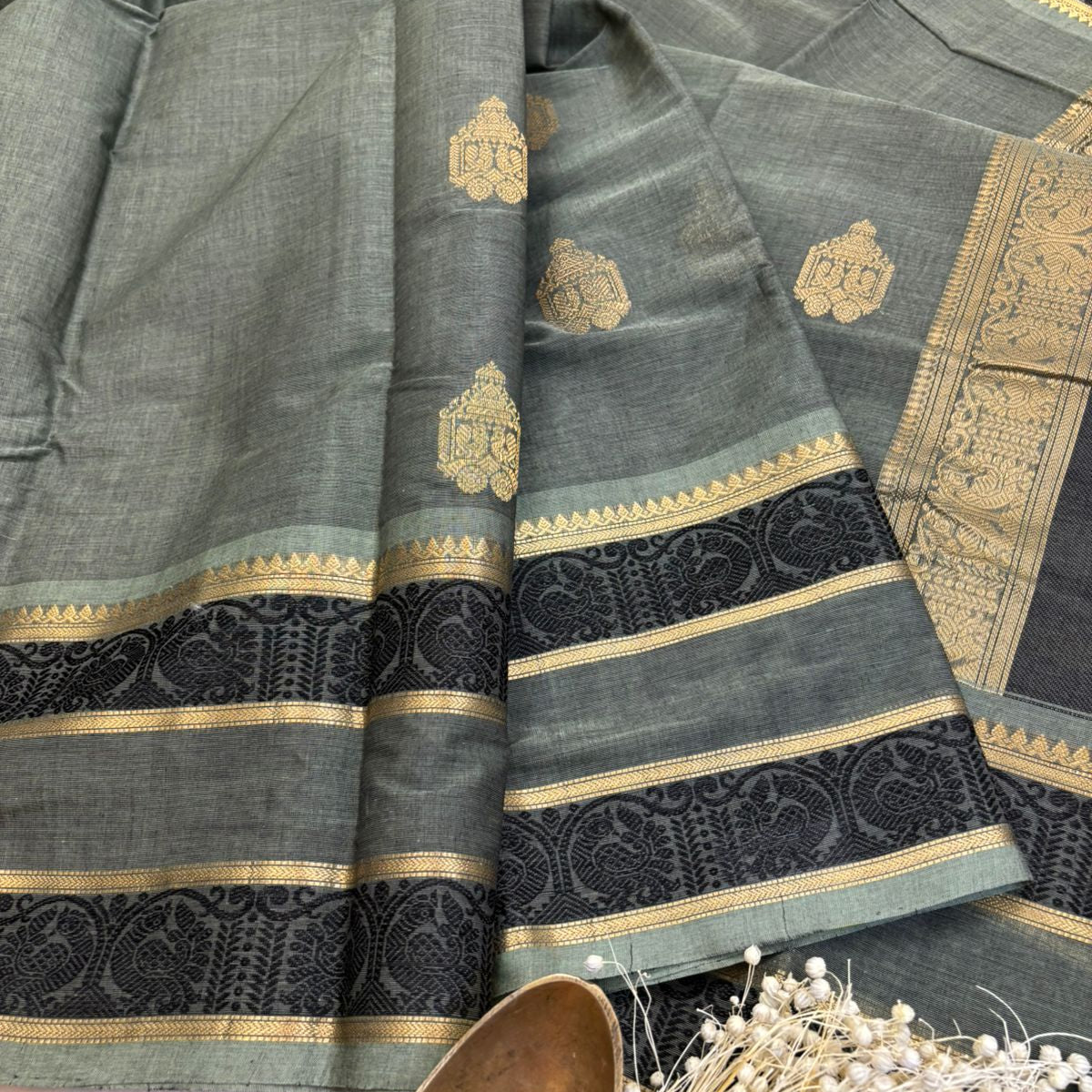 Grey rettapet - Kanchi cotton – chithraloomsbyCK
